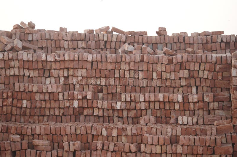 Stacked Bricks at a Construction Site in the Early Morning Light Stock ...