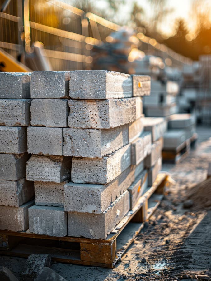 Stacked Bricks at a Construction Site. Stock Photo - Image of materials ...