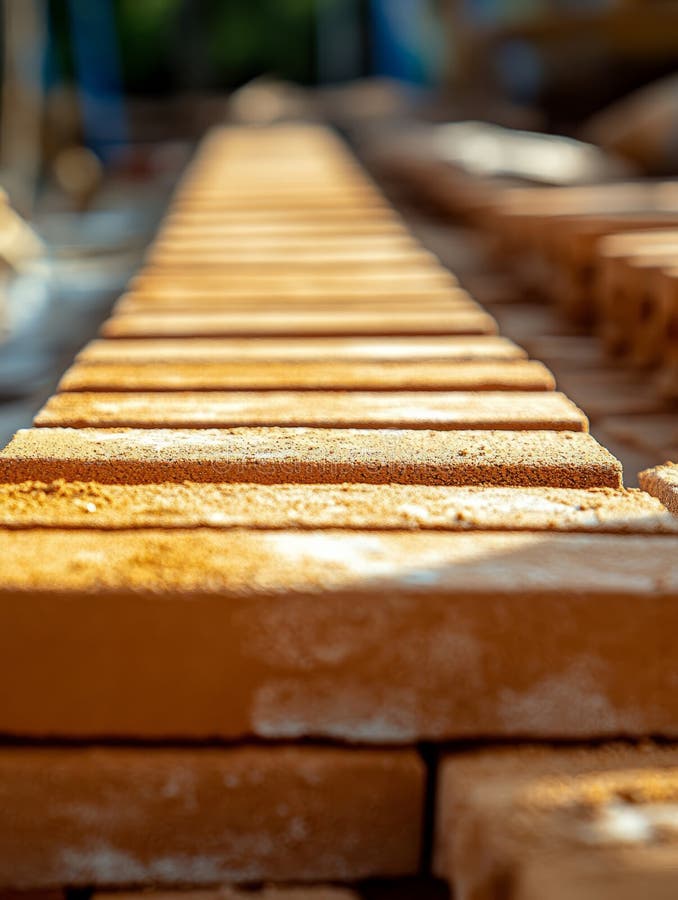 Stacked Bricks at a Construction Site with Sunlight. Stock Photo ...