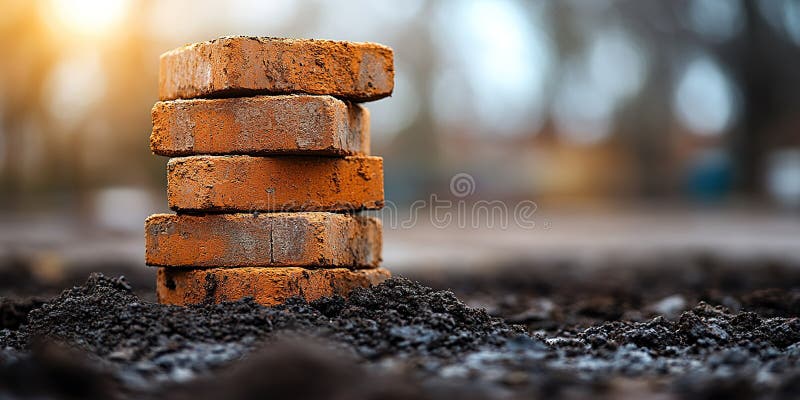 Stacked Bricks Construction Site Sunset Light Stock Photos - Free ...