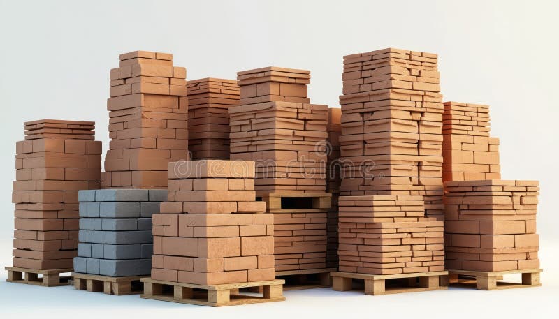 Stacked Bricks on Pallets. Bricks Ready Building Activity Stock ...