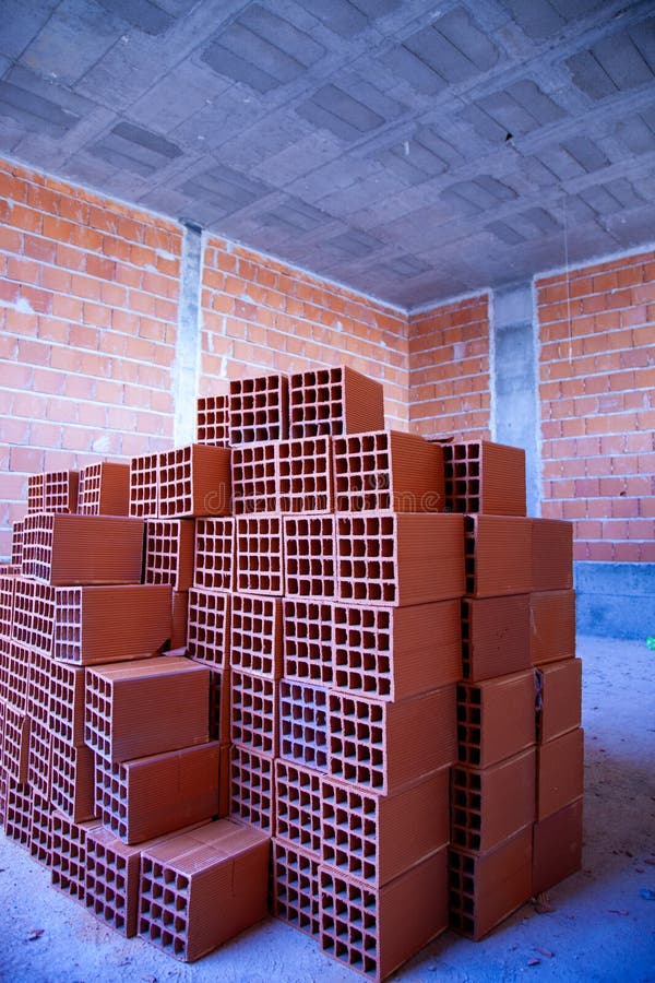 Stacked Bricks Ready for Construction. Stock Image - Image of ...