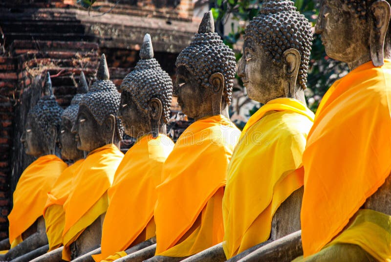 Stacked Buddha Statues Stand in the Temple Stock Photo - Image of ...