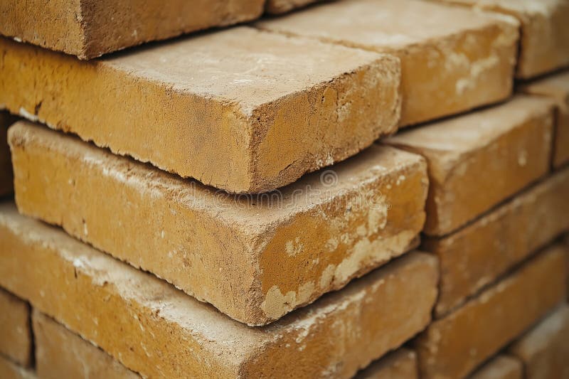 Stacked Building Bricks Arranged Neatly at a Construction Site Under ...