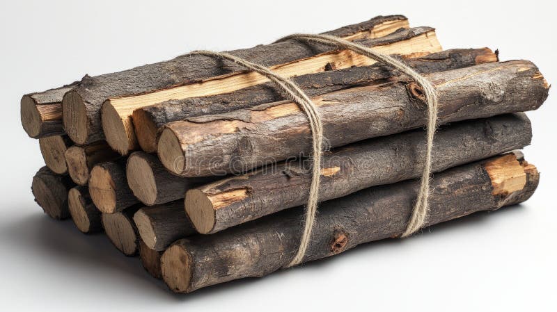 Stacked Bundle of Firewood Logs Tied with Rope. Stock Photo - Image of ...