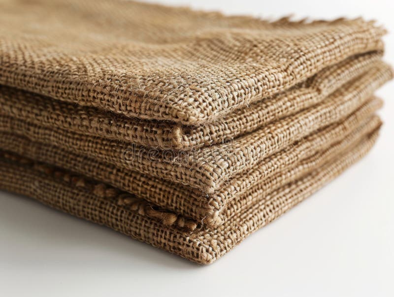 Stacked Burlap Fabric Pieces Arranged Neatly on a Flat Surface ...