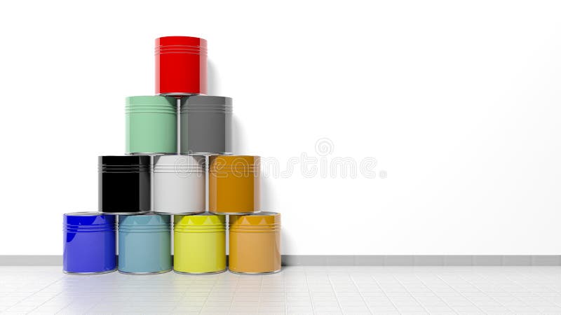 Stacked cans with paint stock illustration. Illustration of multicolor ...