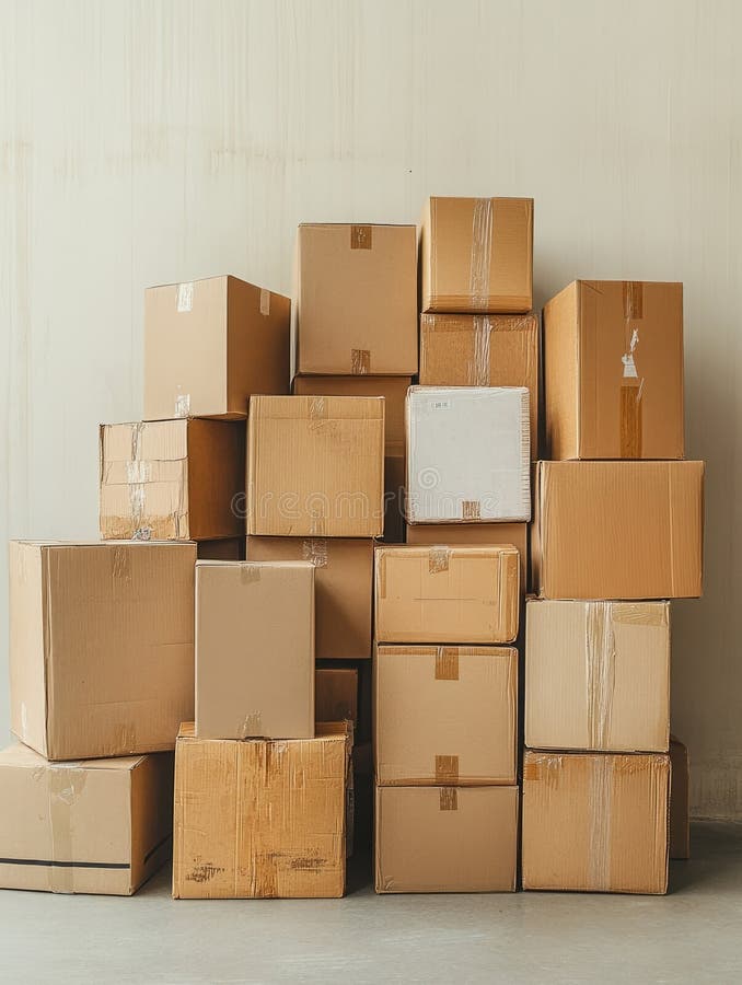 Stacked Cardboard Boxes Against Plain Wall Stock Photos - Free ...