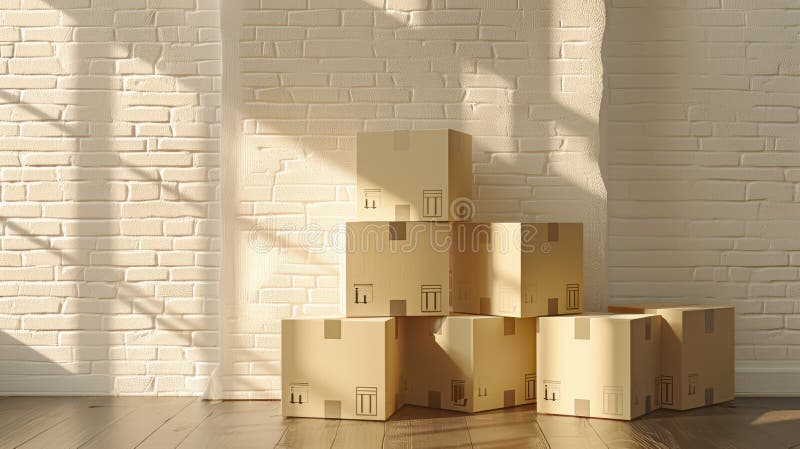 The Stacked Cardboard Boxes.AI Generated Image Stock Photo - Image of ...