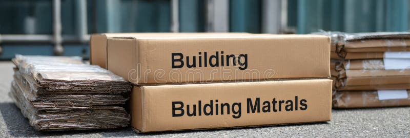Cardboard Boxes Labeled Building Materials Stacked in Container, Clean ...