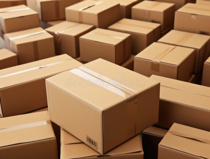 Stacked cardboard boxes stock photo. Image of commercial - 374244436