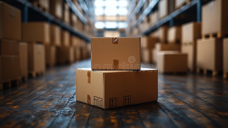 Stacked Cardboard Boxes Warehouse Showcasing Organized Storage ...