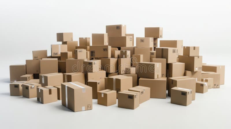 Stacked Cardboard Boxes Overlapping Layers of Packaging on a Neutral ...