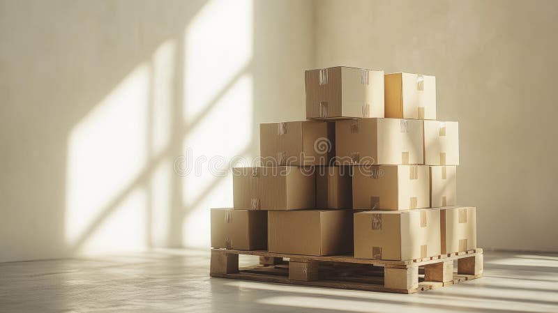 Stacked Cardboard Boxes Pallet Sunlight Stock Photos - Free & Royalty ...