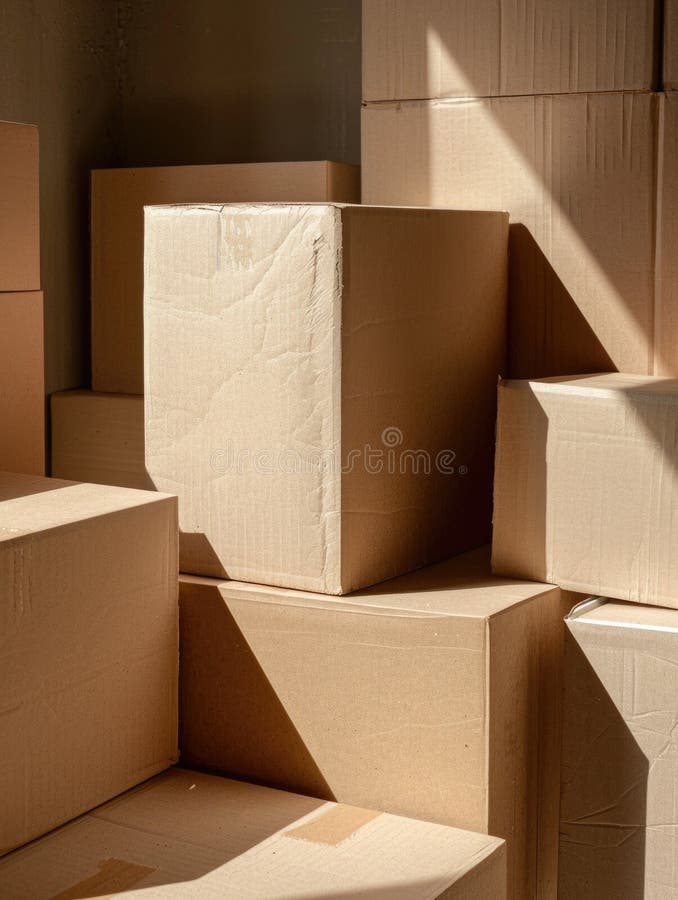 Stacked cardboard boxes, stock photo. Image of office - 375672760