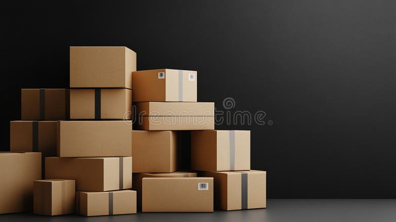 Stacked Cardboard Boxes Ready for Shipping and Storage Stock ...