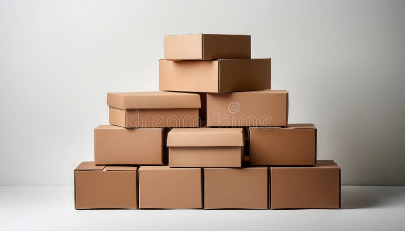 Stacked Cardboard Boxes for Recycling on Clean White Background ...