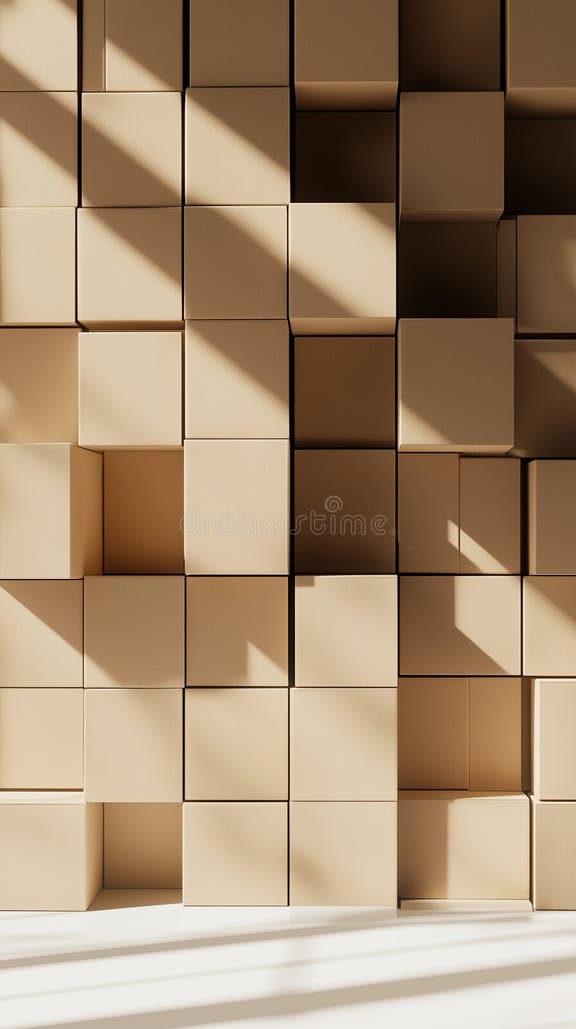 Stacked Cardboard Boxes with Soft Shadows on a Minimalistic Beige ...