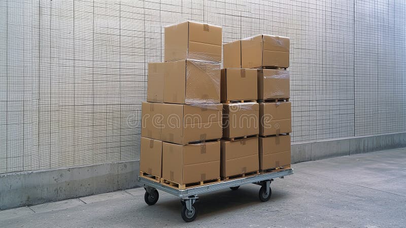 Stacked Cardboard Boxes on a Trolley, Boxes on Trolley, Modern ...