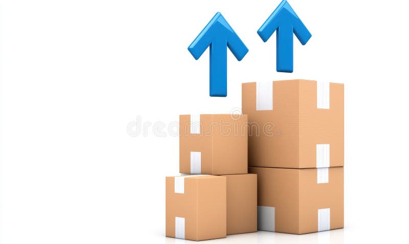 Stacked Cardboard Boxes with Upward Arrows, Symbolizing Growth and ...