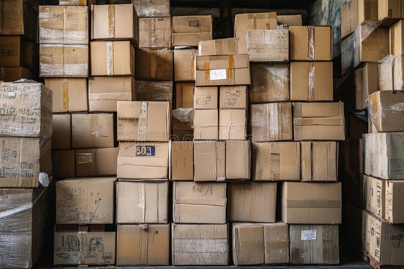 Stacked Cardboard Boxes in a Warehouse during Daylight Hours Ready for ...