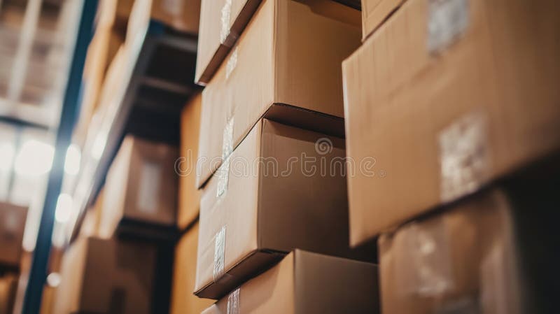 Stacked Cardboard Boxes in Warehouse, Organized Storage Space ...