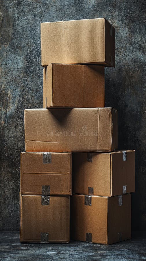 Stacked Cardboard Boxes in a Warehouse Ready for Shipping and Storage ...