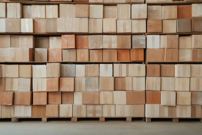 Stacked Cardboard Boxes in a Warehouse for Shipping and Storage ...