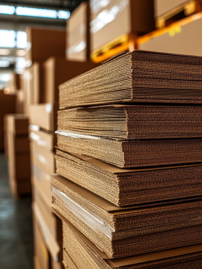 Stacked Cardboard Boxes in a Warehouse or Storage Area. Stock Image ...