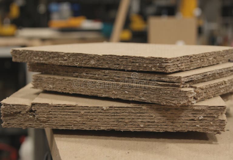 Stacked Cardboard Sheets Showcasing Texture and Layers in a Workshop ...