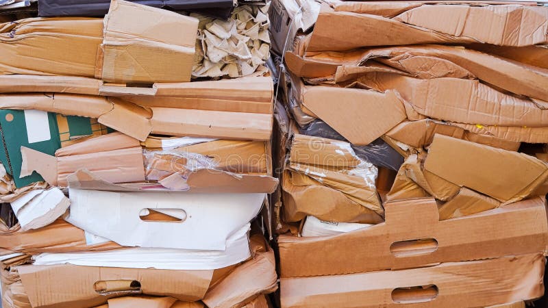 Stacked Cardboard Sorted Outdoors for Recycling, Waste Management ...