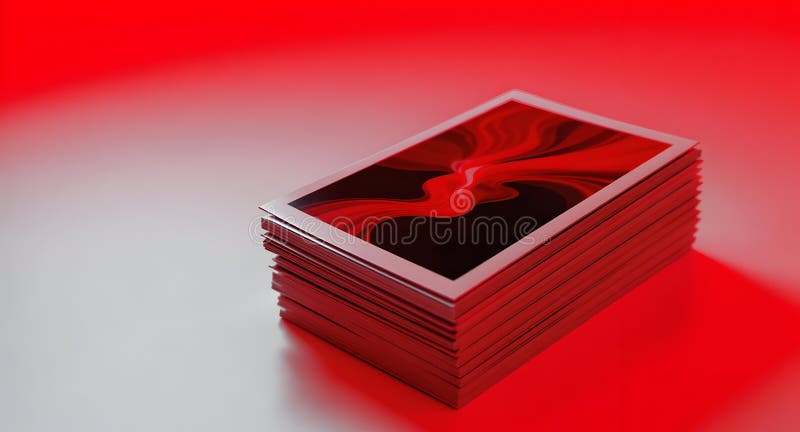 Stacked Cards with Red Abstract Art Stock Illustration - Illustration ...