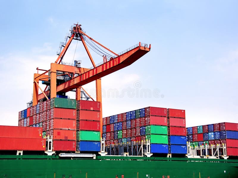 Stacked cargo containers stock photo. Image of green - 10837840