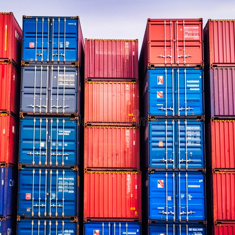 Stacked Cargo Containers, Generative AI Stock Illustration ...