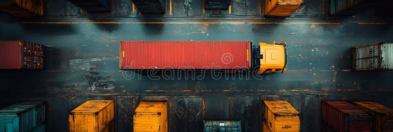 Stacked Cargo Containers in a Large Industrial Warehouse Facility ...