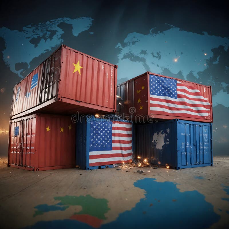 Stacked Cargo Containers Showing Global Distribution on Map Background ...
