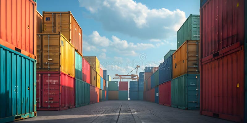 Stacked Cargo Containers in the Storage Area Port Background - Ai ...