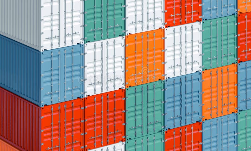 Stacked Cargo Containers Viewed from an Angle Stock Illustration ...