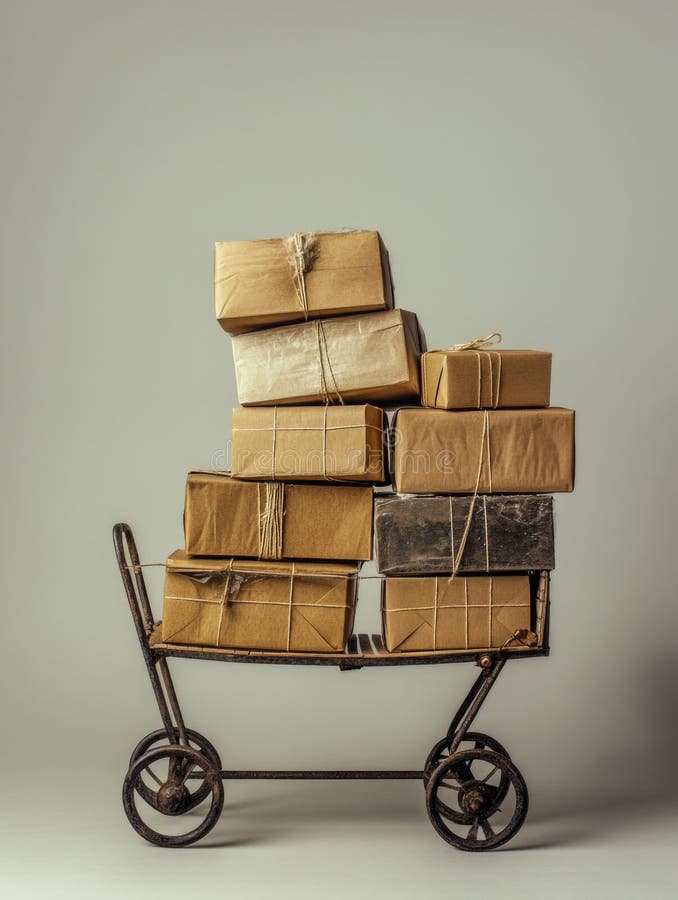 Stacked Cart with Boxes stock photo. Image of cart, goods - 385203022