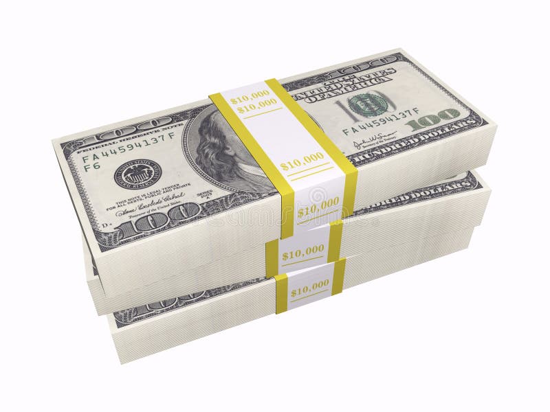 Stacked Cash on White Background Stock Illustration - Illustration of ...