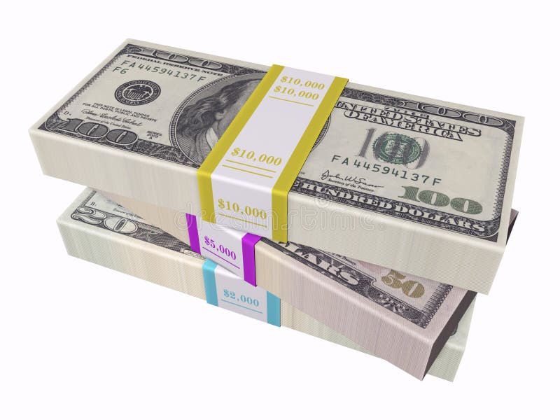 Stacked Cash on White Background Stock Illustration - Illustration of ...