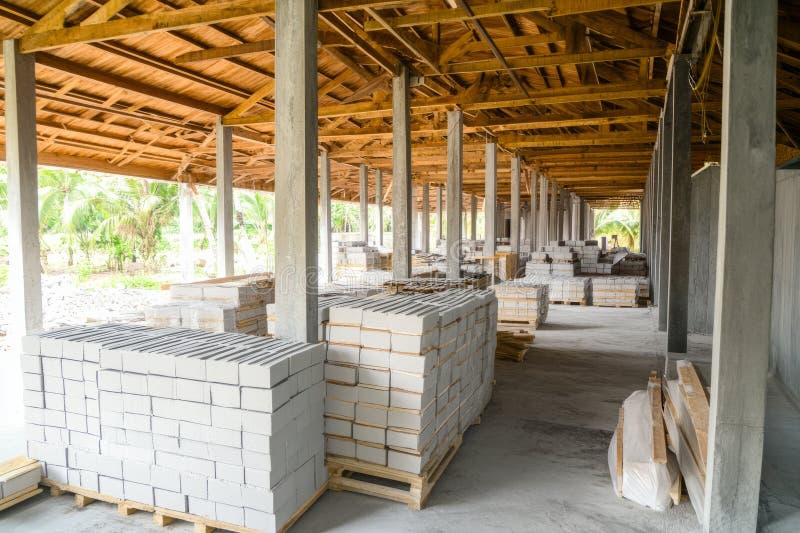Stacked Cement Blocks Forming Sturdy Foundation for Construction ...