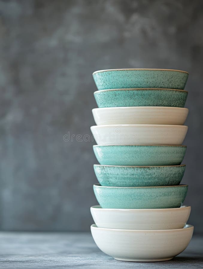 Stacked Ceramic Bowls on a Textured Background. Stock Photo - Image of ...