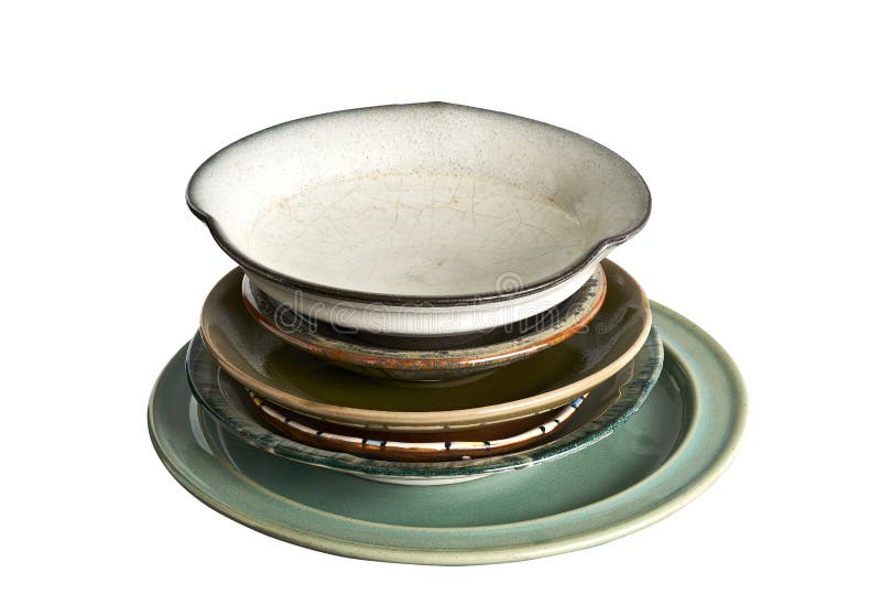 Stacked Ceramic Plates, Empty Ceramics Plates Isolated on White ...