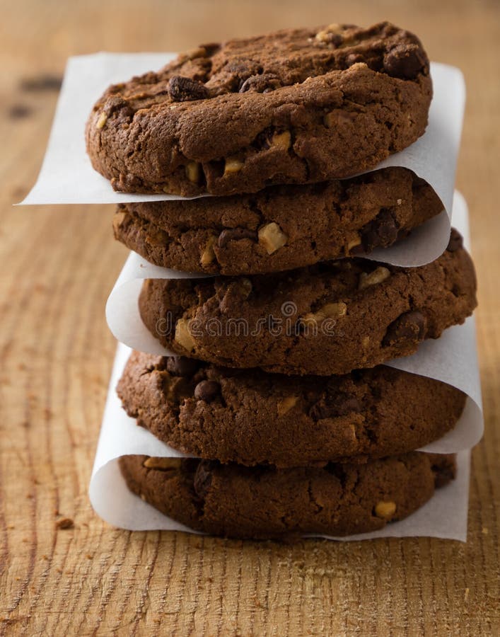 Stacked Chocolate Biscuit Cookies Stock Photo - Image of breakfast ...