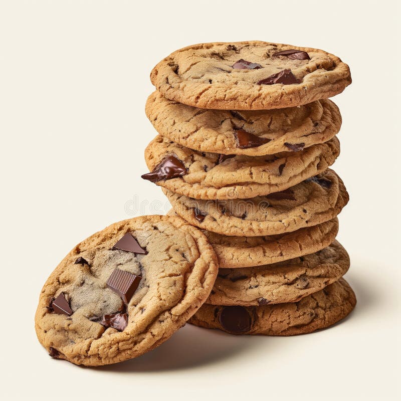 Stacked Chocolate Chip Cookies Stock Image - Image of confectionery ...