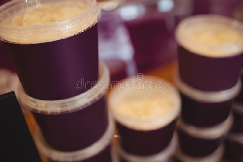 Stacked Chocolate Containers in Display Stock Image - Image of ...