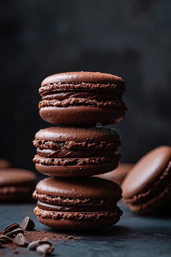 Stacked Chocolate Macarons, a Feast for the Senses. Suitable for ...