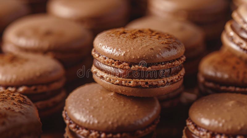 Stacked Chocolate Macarons, Stock Image - Image of celebration, stack ...