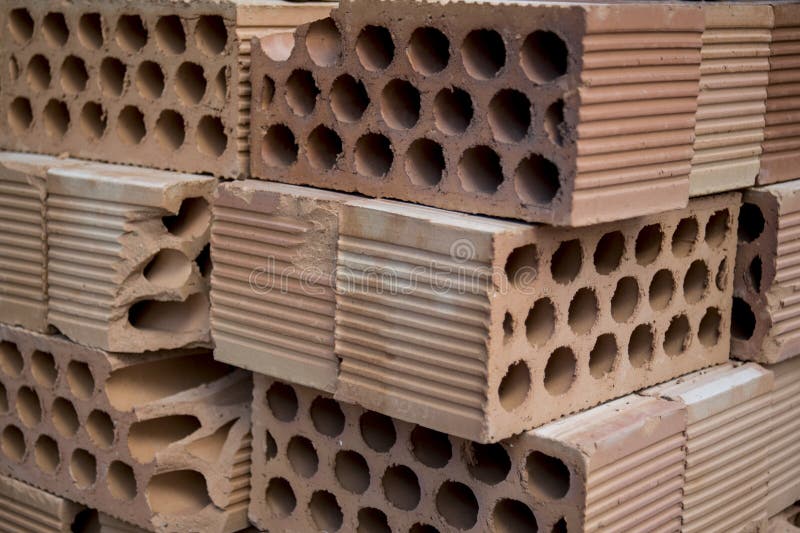 Stacked Clay Bricks for Building Construction Stock Image - Image of ...